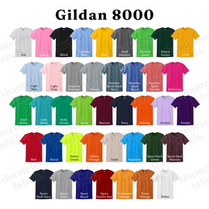 Gildan 8000 Color & Size Chart, EDITABLE Canva Template, G800 Color ...