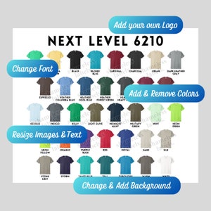 Editable Next Level 6210 Color Chart, Canva Template, N6210 Color Chart ...