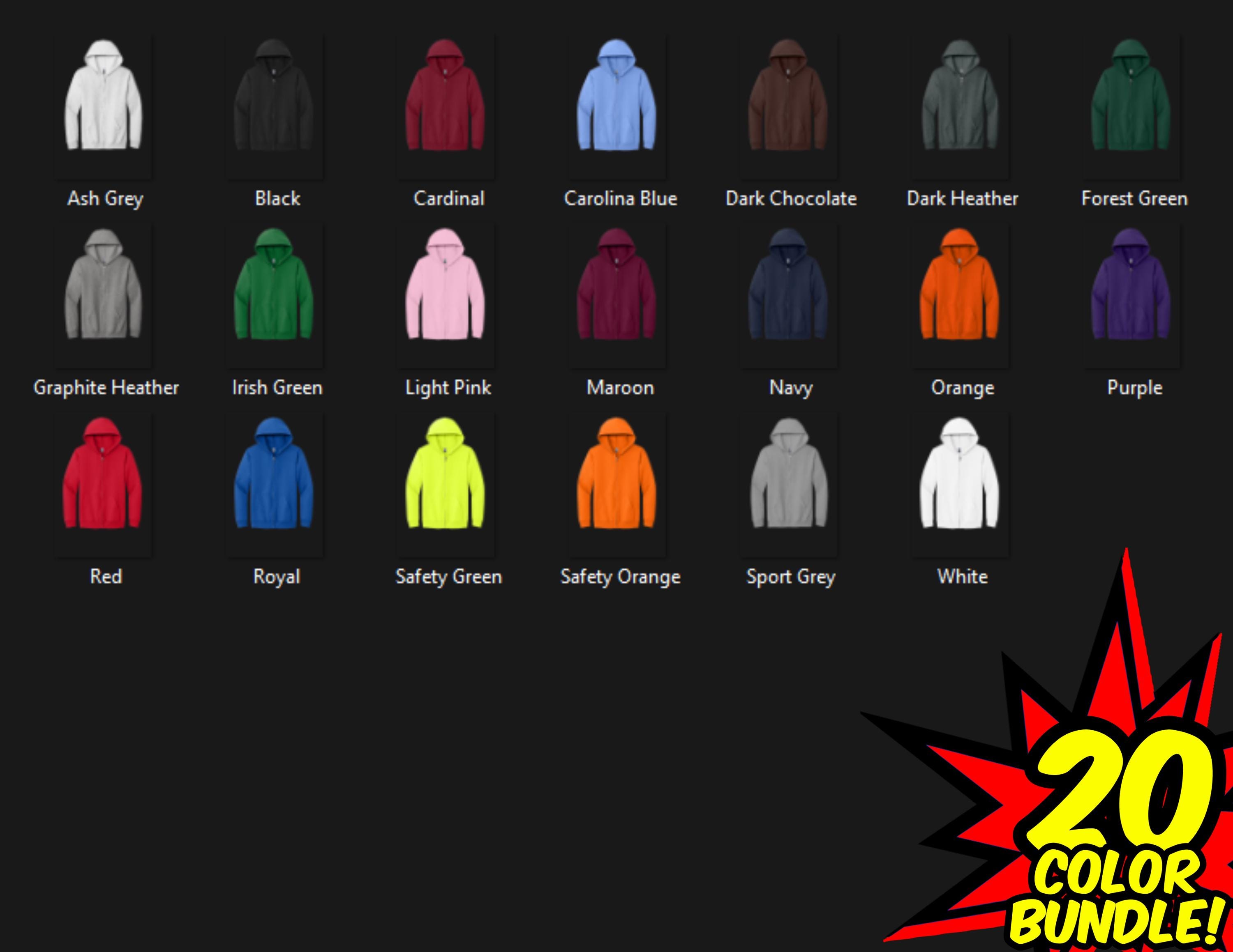 Gildan 18600 Front and Back Mockup Bundle, Zip Hoodie Mockup, G186 ...