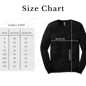 Editable Gildan 2400 Color Chart & Size Chart, Canva Template, G240 ...