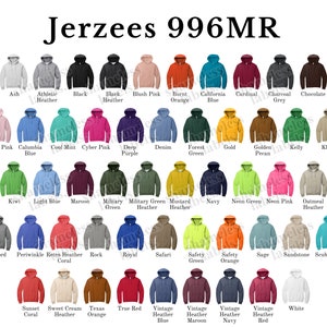Editable Jerzees 996MR Color Chart & Size Chart, Canva Template, 996MR ...