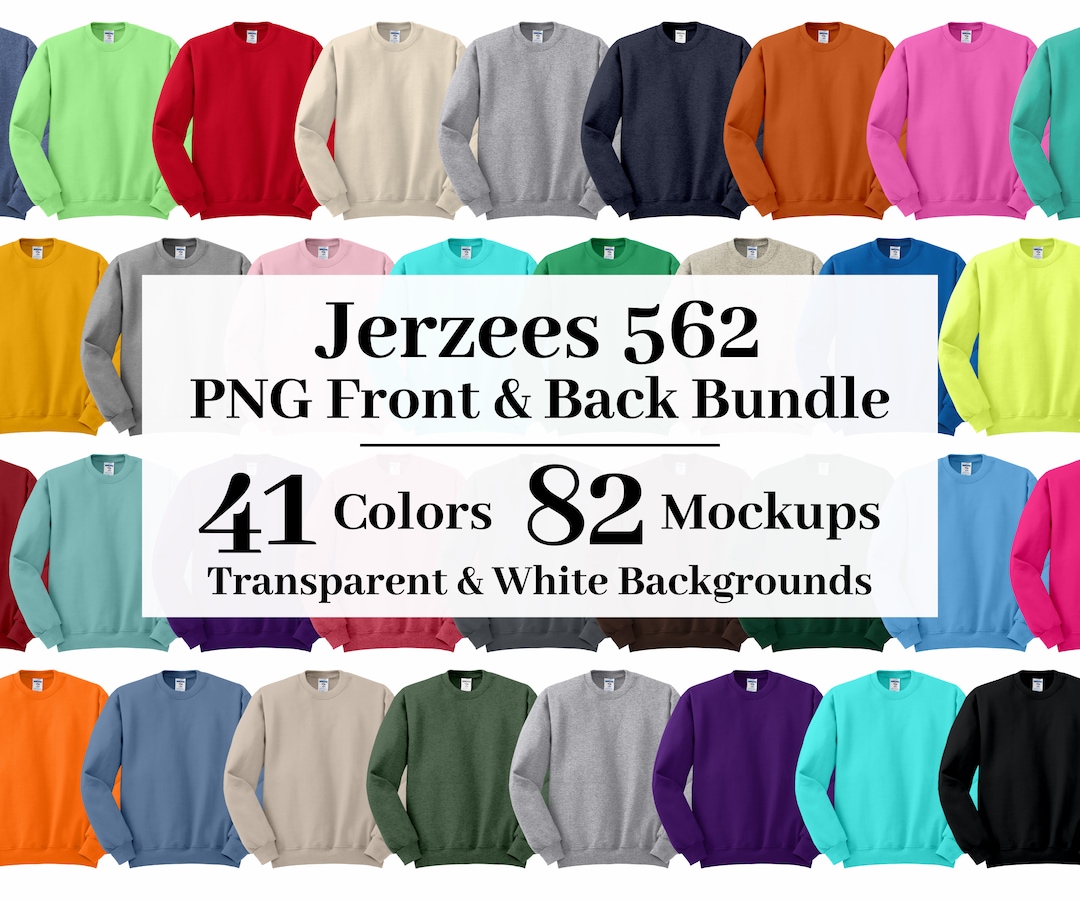 Jerzees 562M PNG Mockup Bundle, Transparent + White Backgrounds, All 41 ...