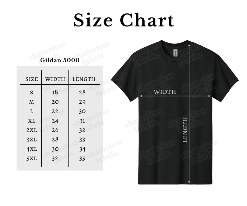 Editable Gildan G500 Color Chart & Size Chart, Canva Template, 5000 ...