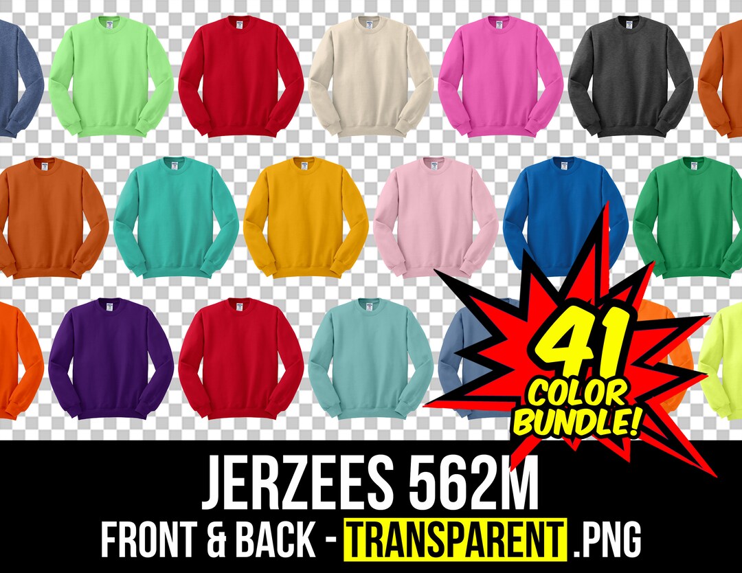 Jerzees 562 Front and Back Mockup Bundle, Sweater Mockup PNG, 562M ...