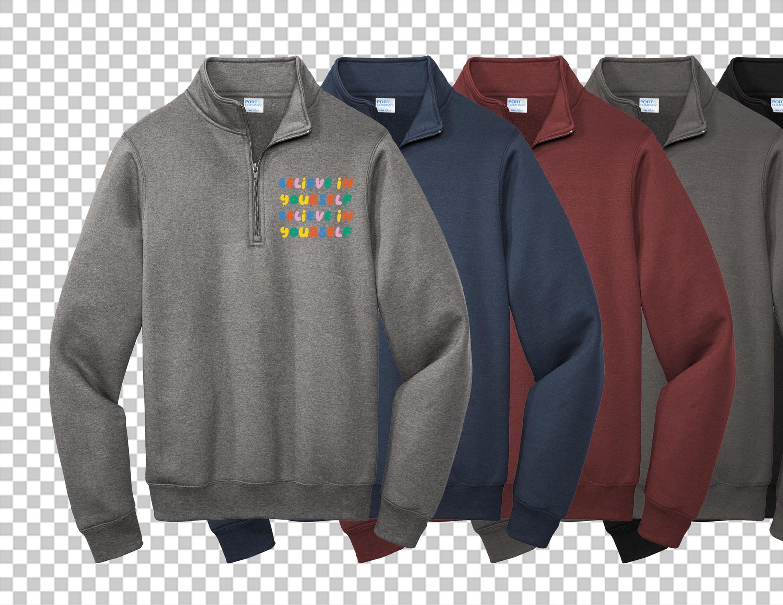 Port & Co PC78Q Front and Back Mockup Bundle, 1/4 Zip Mockup, Port and ...