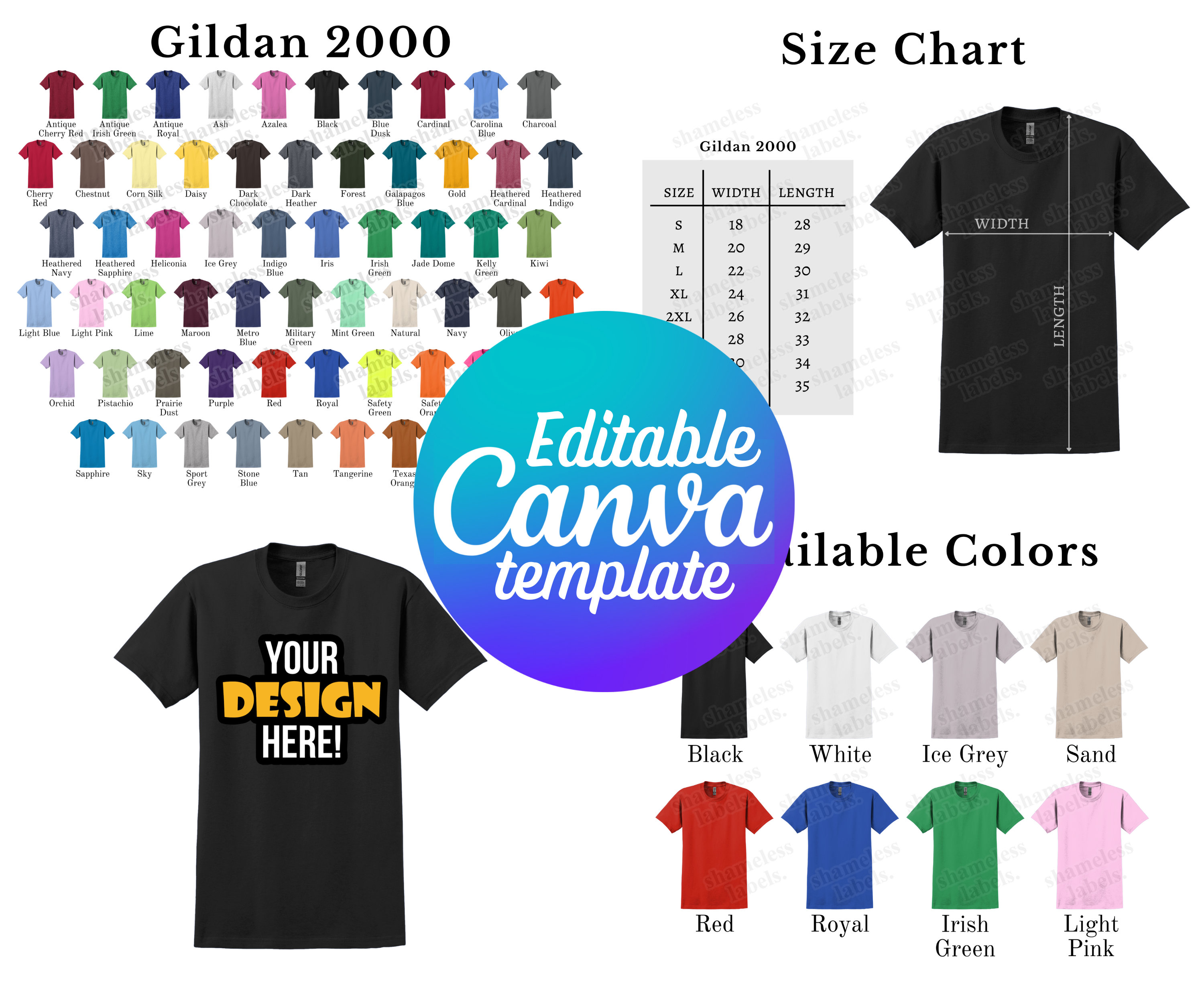 Gildan 2000 Color Chart