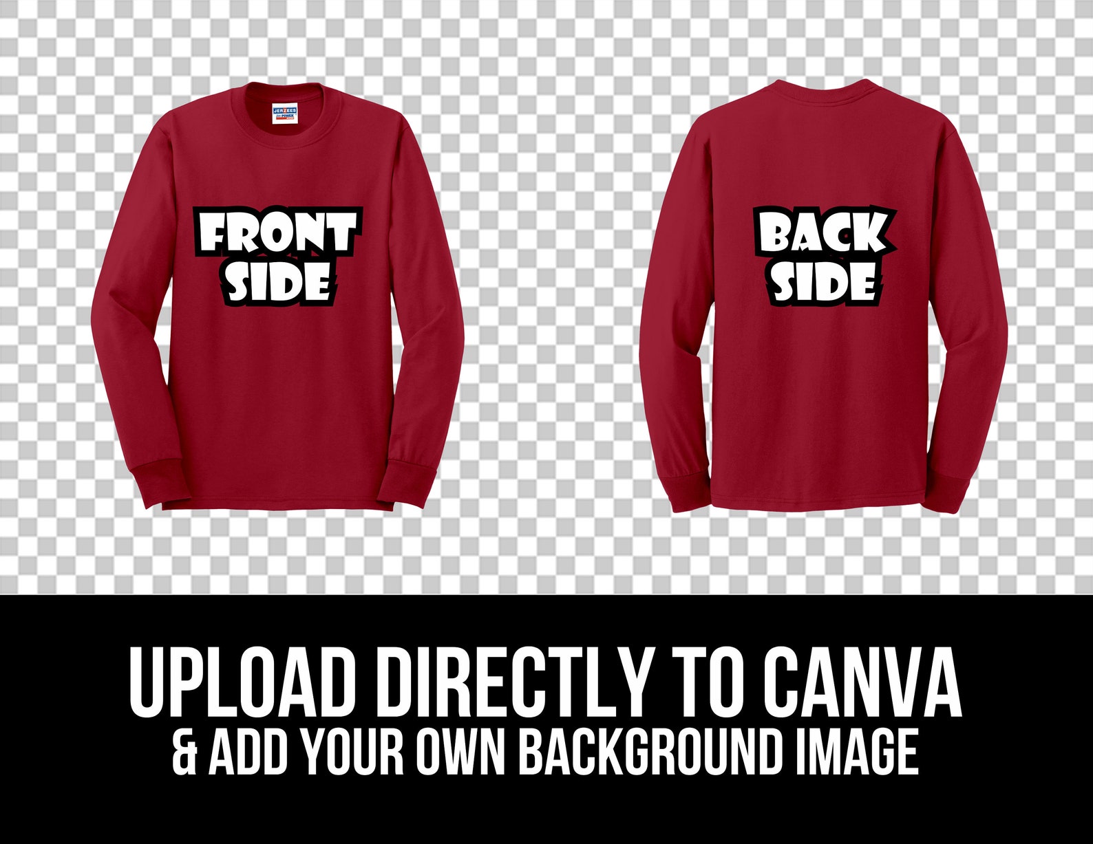 Jerzees 29LS Front and Back Mockup Bundle, T-shirt Mockup PNG, 29LS ...