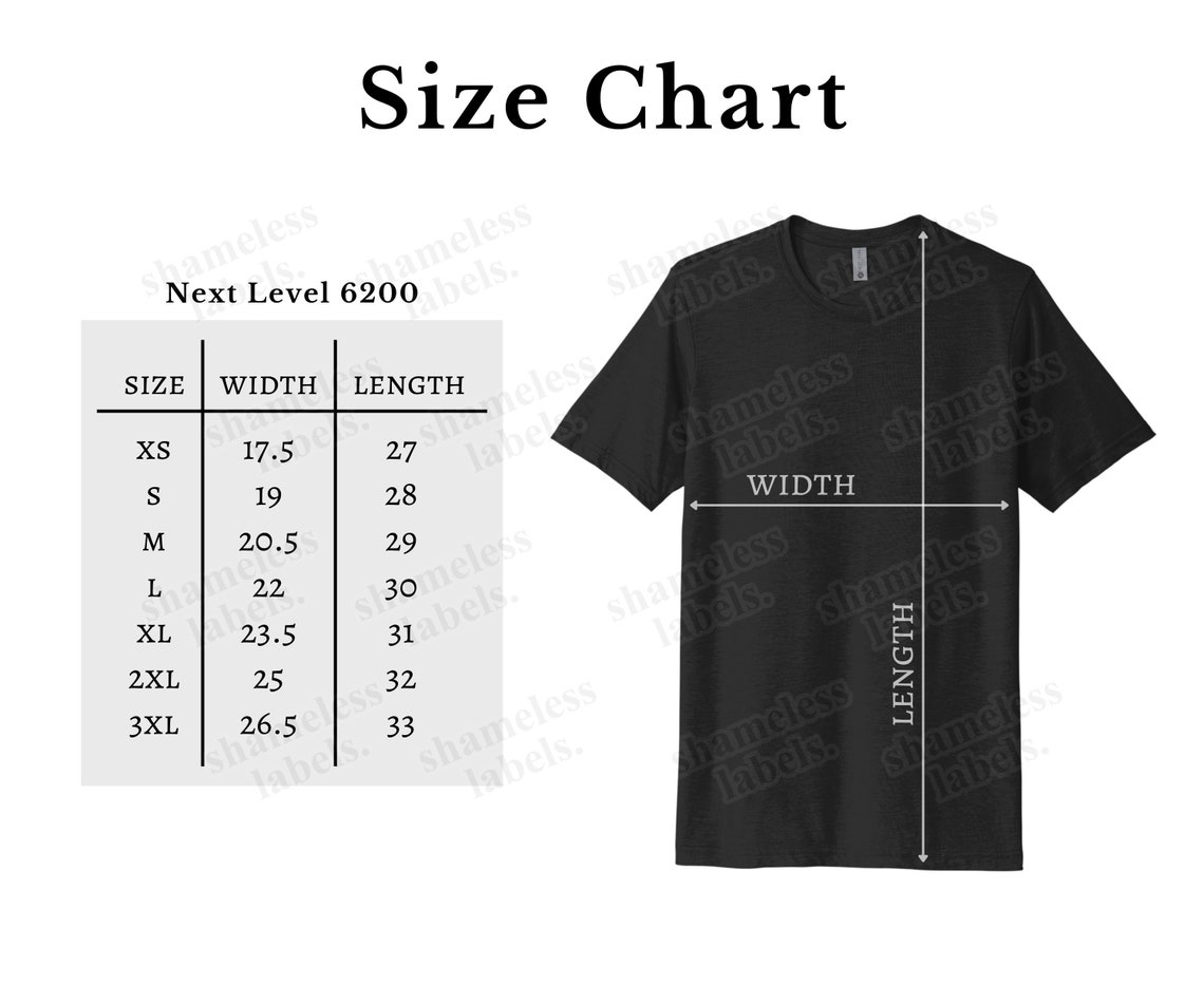 Editable Next Level 6200 Color Chart & Size Chart, Canva Template, 6200 ...