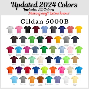 Gildan 5000B Color Chart & Size Chart, Editable Canva Template, G500B ...