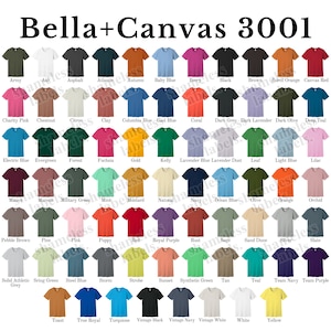 Bella Canvas 3001 Color Chart & Size Chart Canva Template (digital ...
