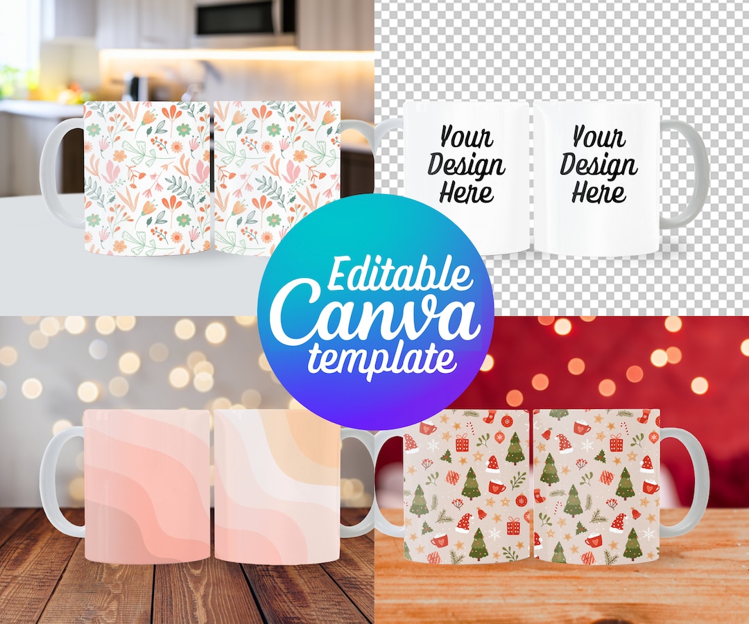 Drag and Drop 11 Oz Mug Mockup, Canva Coffee Mug Template, 12 Oz Mug ...