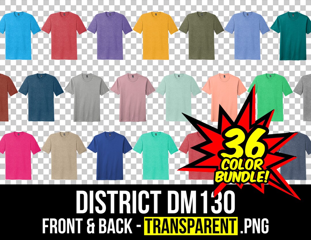 District DM130 Front and Back Mockup Bundle, T-shirt Mockup PNG, DM130 ...