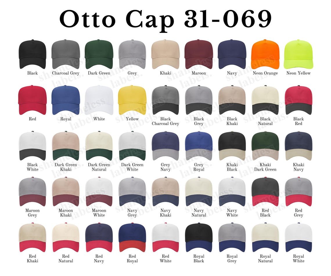 Editable Otto Cap 31-069 Color Chart & Size Chart, Hat Canva Template ...