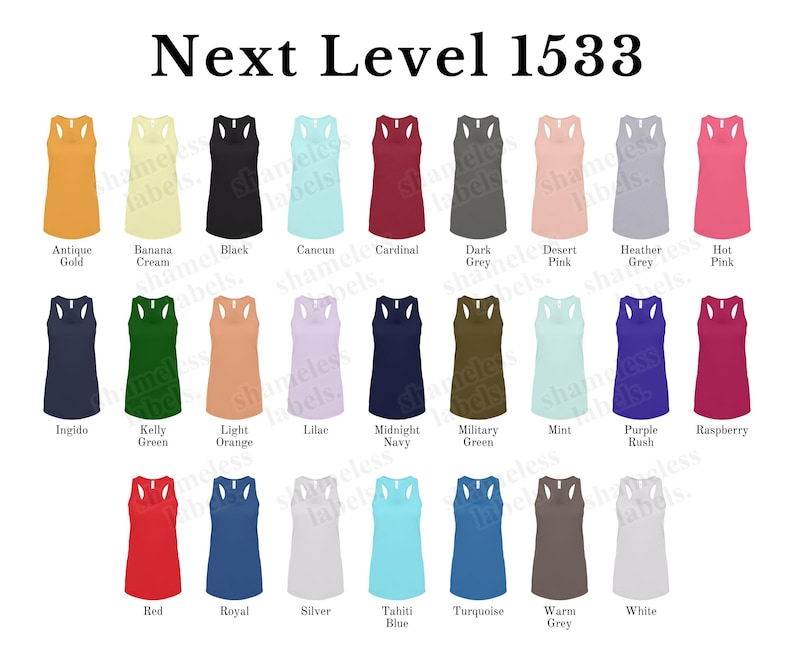 Editable Next Level 1533 Color Chart & Size Chart, Canva Template ...