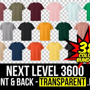 Next Level 3600 Front and Back Mockup Bundle, T Shirt Mockup PNG ...