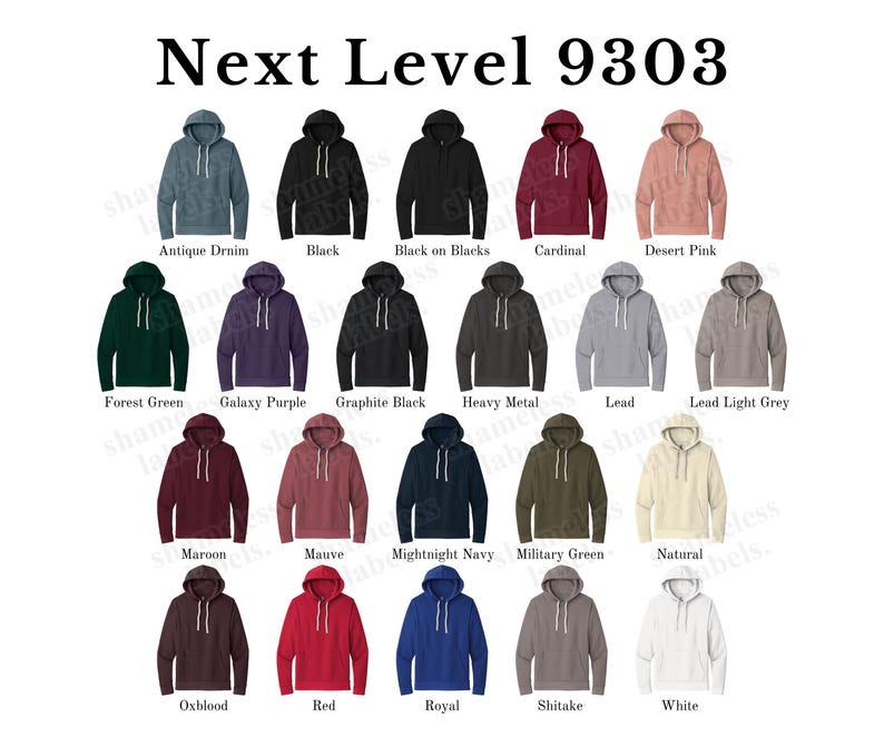 Editable Next Level 9303 Color Chart & Size Chart, Canva Template ...