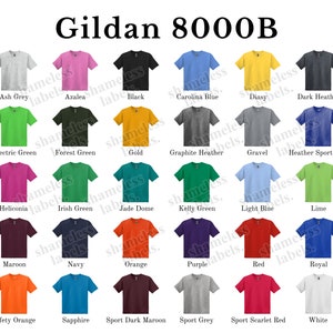 Editable Gildan 8000B Color Chart & Size Chart, Canva Template, G800B ...