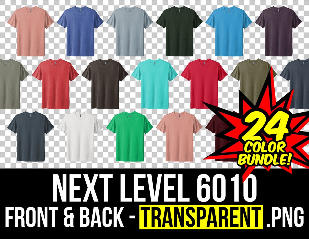Next Level 6010 Front and Back Mockup Bundle, T Shirt Mockup PNG ...