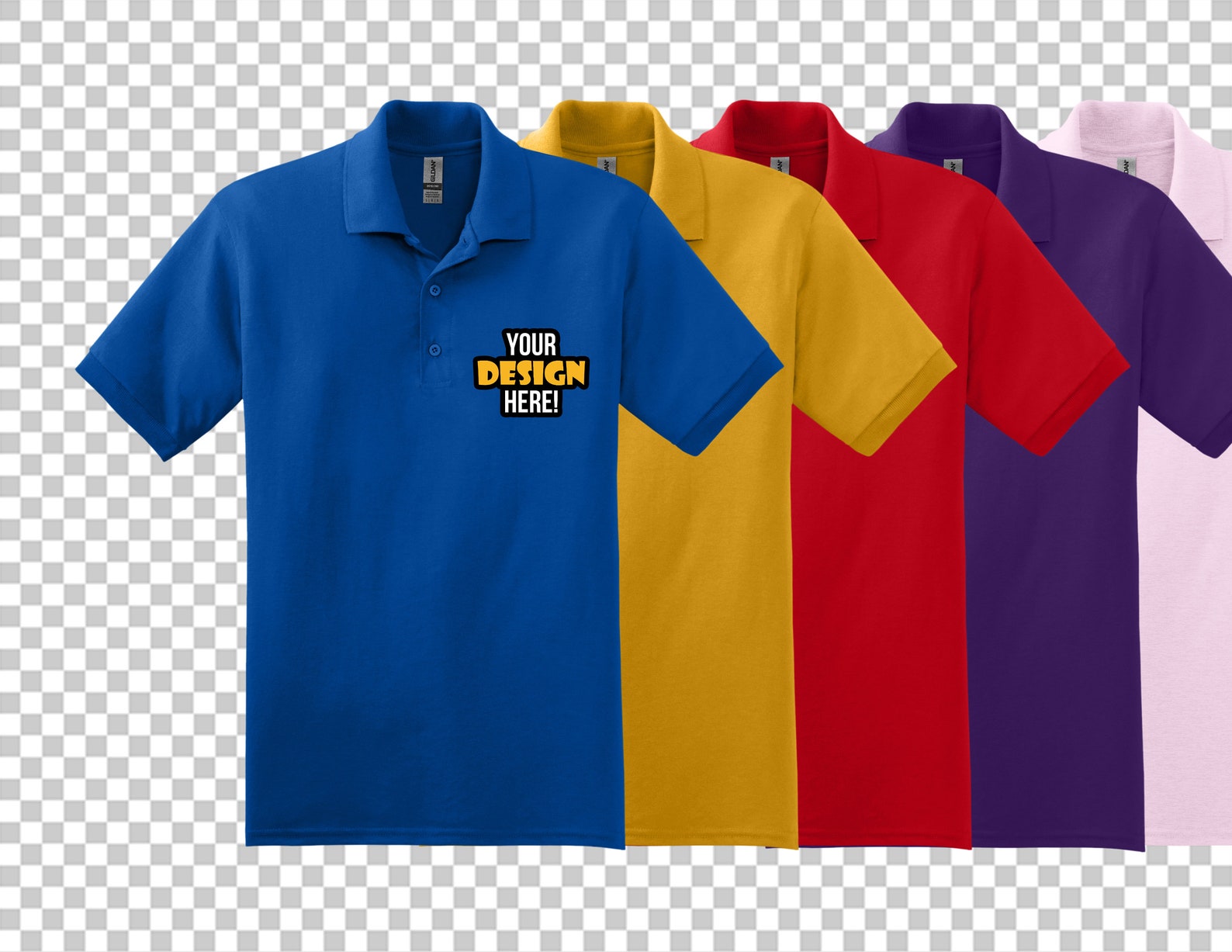 Gildan 8800 Front and Back Mockup Bundle, Jersey Polo Mockup PNG, G880 ...