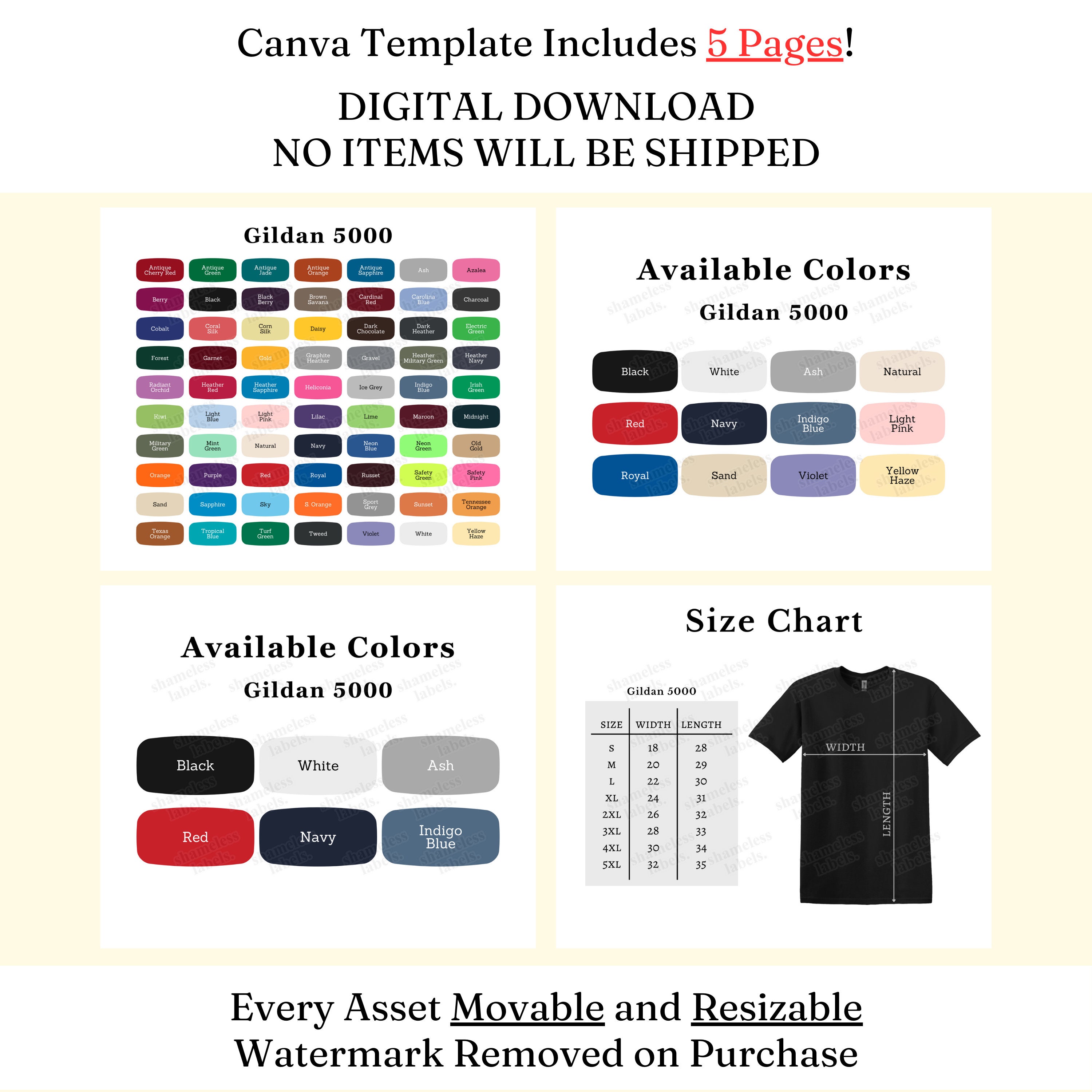 Gildan G5000 Color Chart