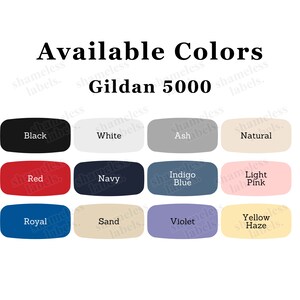 Editable Gildan 5000 Color Chart, All 70 Colors, Gildan G500 Color ...