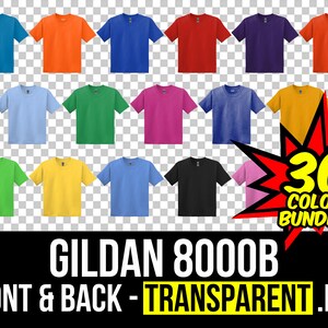 Gildan 8000B Front and Back Mockup Bundle, T Shirt Mockup PNG, G800B ...