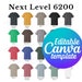 Editable Next Level 6200 Color Chart & Size Chart, Canva Template, 6200 ...