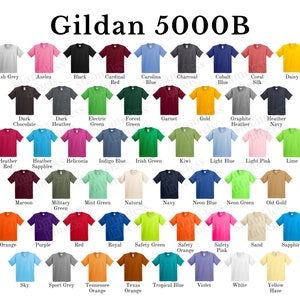 Editable Gildan 5000B Color Chart & Size Chart, Canva Template, G500B ...