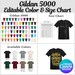 Gildan 5000 Color Chart & Size Chart, Editable Canva Template, G500 ...