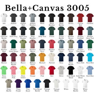 Editable Bella Canvas 3005 Color Chart & Size Chart, Includes CVC ...