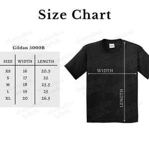 Editable Gildan 5000B Color Chart & Size Chart, Canva Template, G500B ...