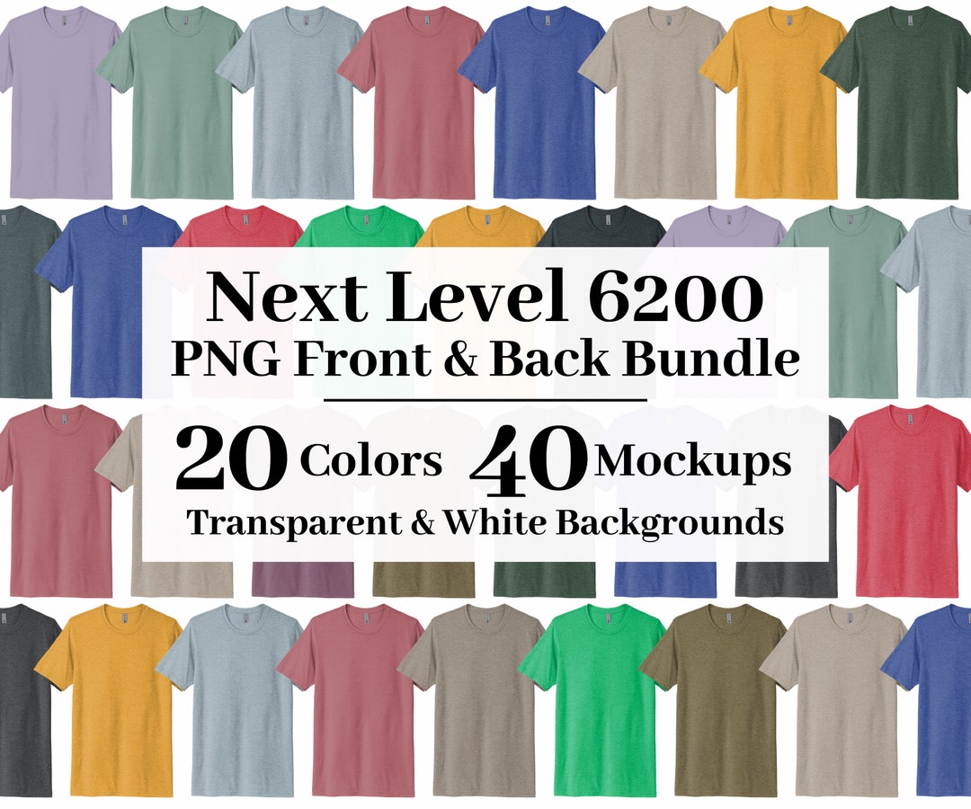 Next Level 6200 PNG Mockup Bundle, Transparent + White Backgrounds, All ...