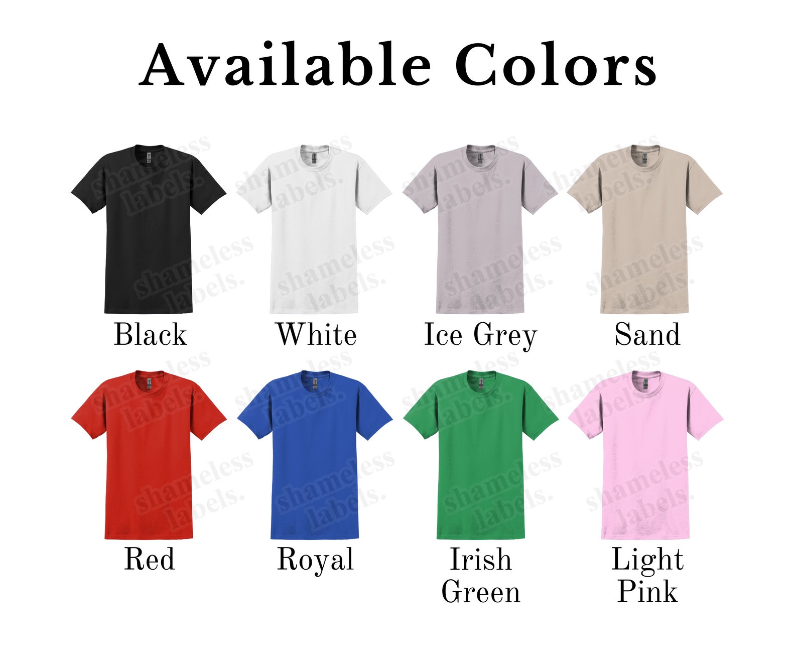 Editable Gildan 2000 Color Chart & Size Chart, Canva Template, G200 ...