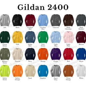 Editable Gildan 2400 Color Chart & Size Chart, Canva Template, G240 ...