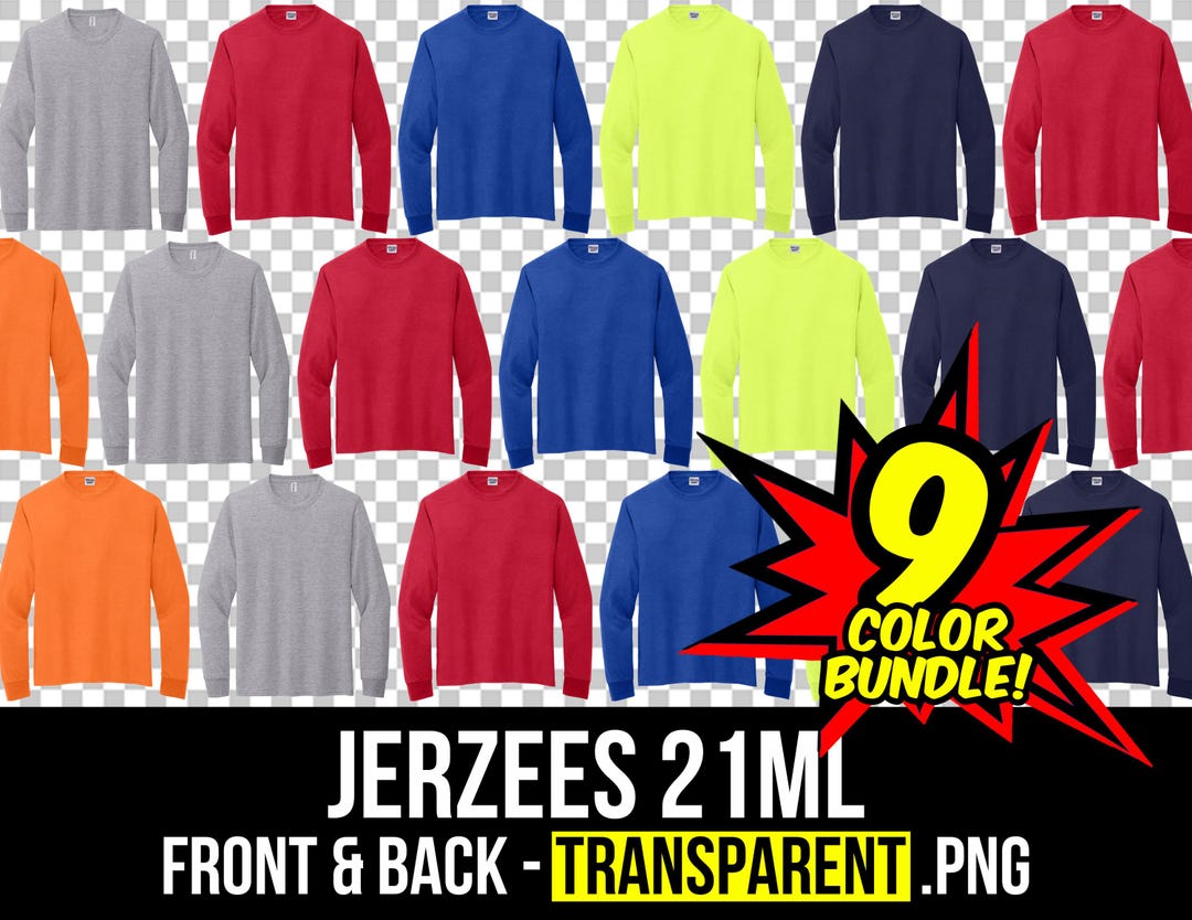 Jerzees 21ML Front and Back Mockup Bundle, Long Sleeve T Shirt Mockup ...