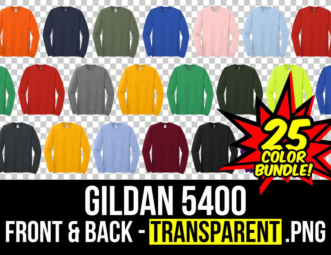 Gildan 5400 Front and Back Mockup Bundle, Long Sleeve T Shirt Mockup ...