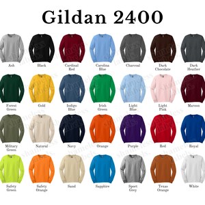 Editable Gildan 2400 Color Chart & Size Chart, Canva Template, G240 ...