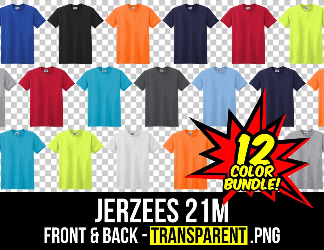 Jerzees 21M Front and Back Mockup Bundle, T Shirt Mockup PNG, 21M ...
