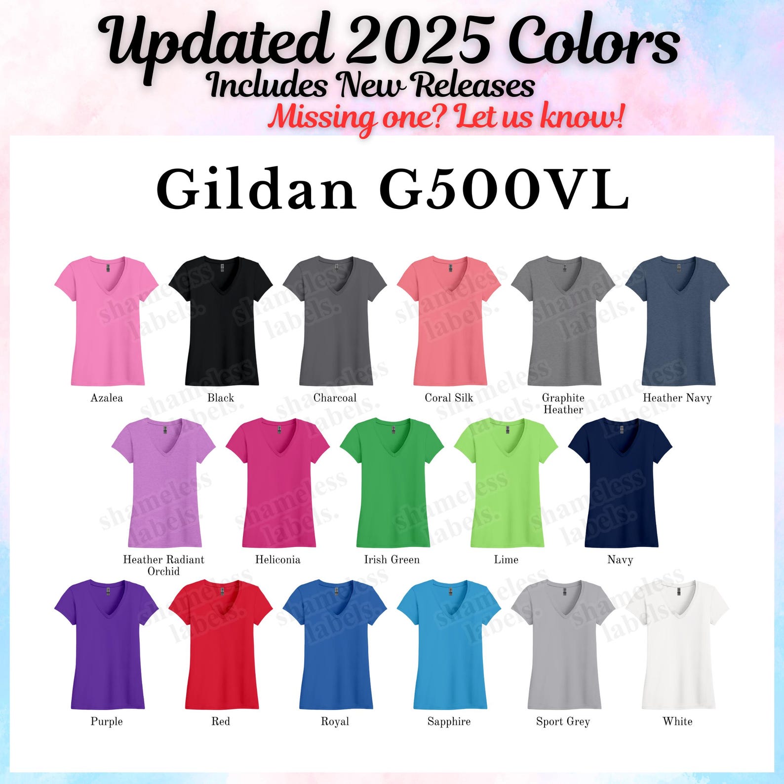 Gildan G500VL Size Chart & Color Chart, Editable Canva Template, G500VL ...