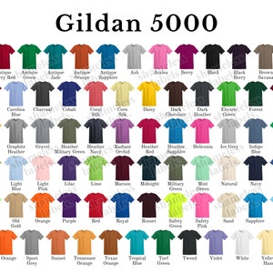 Editable Gildan 5000 Color Chart & Size Chart, Canva Template, G500 ...