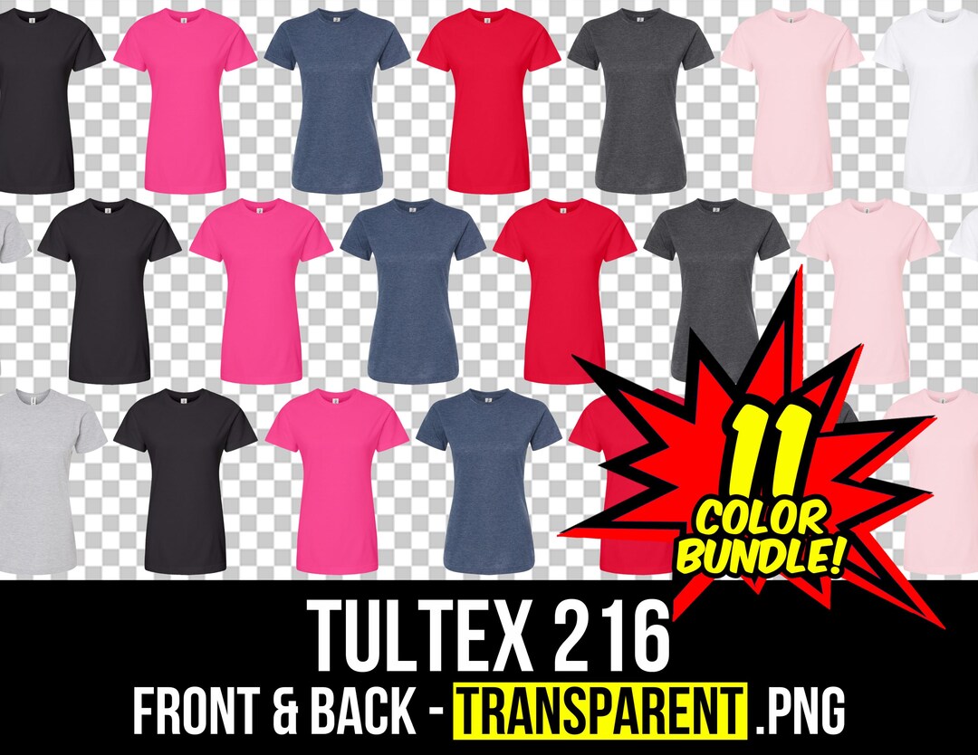 Tultex 216 Front and Back Mockup Bundle, Women's T Shirt Mockup PNG, 216TC Transparent, Front ...