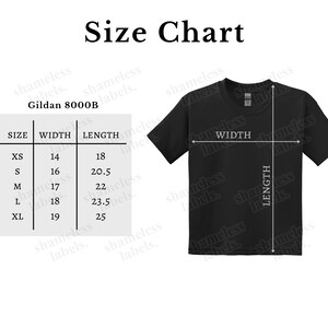 Editable Gildan 8000B Color Chart & Size Chart, Canva Template, G800B ...