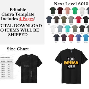 Editable Next Level 6010 Color Chart & Size Chart, Canva Template, 6010 ...