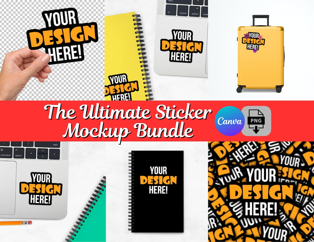 10 Sticker Mockup Bundle, Hand Holding Sticker, Sticker Pile Mockup ...