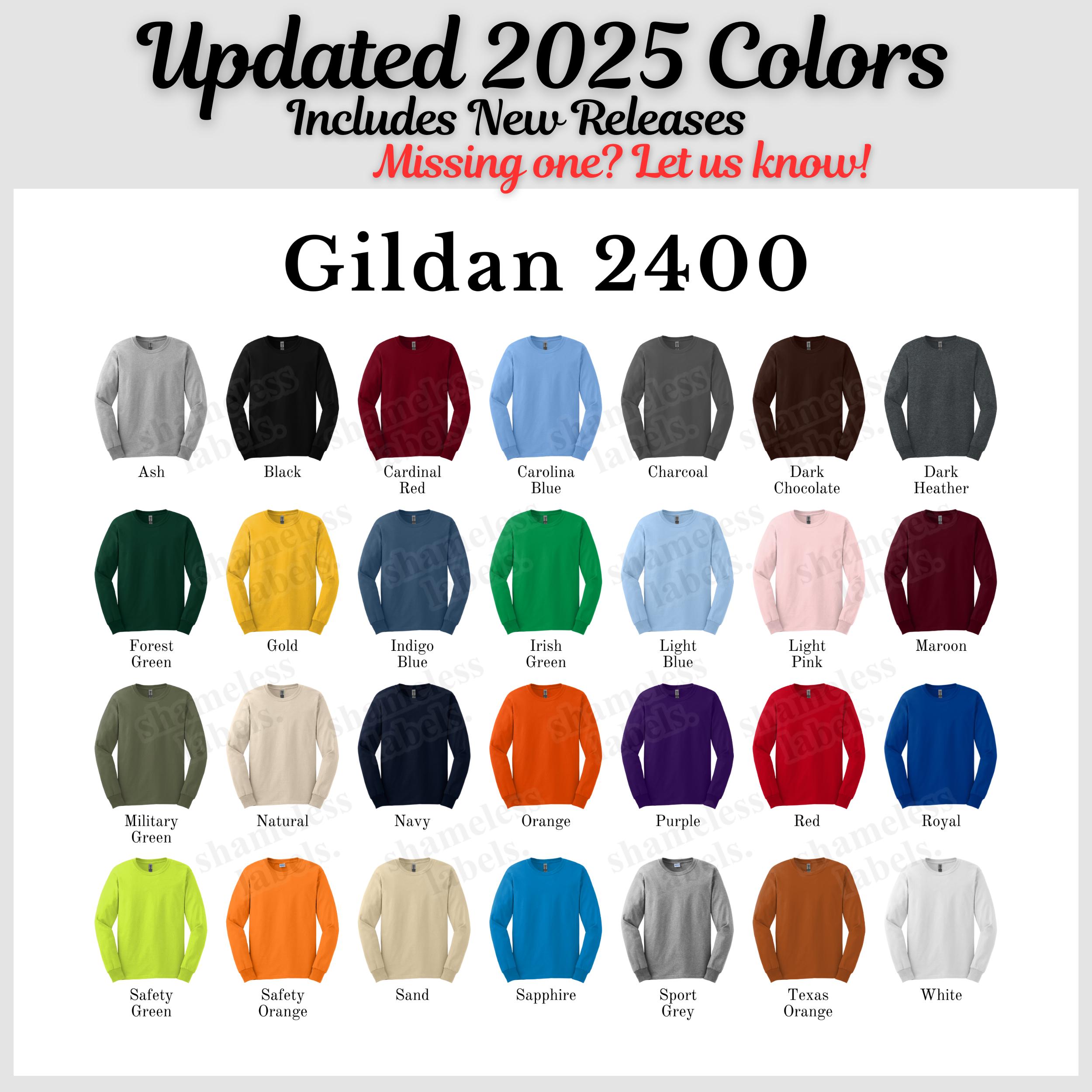 Gildan 2400 Color Chart & Size Chart, Editable Canva Template, G240 ...