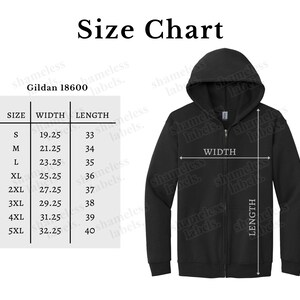 Editable Gildan 18600 Color Chart & Size Chart, Canva Template, G186 ...