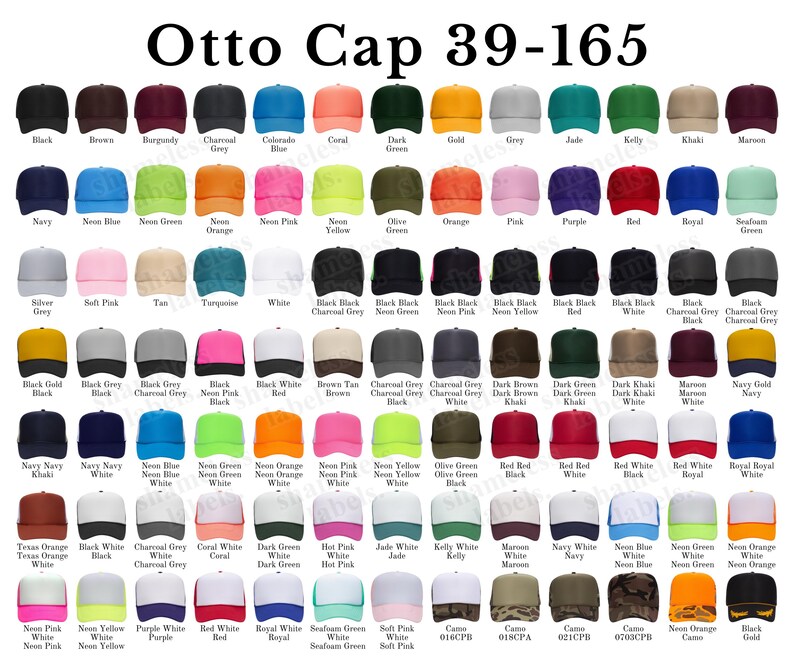 Editable Otto Cap 39-165 Color Chart & Size Chart, Hat Canva Template ...