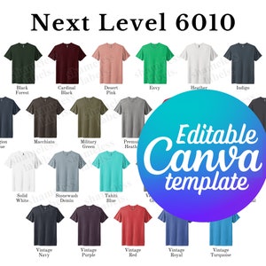 Editable Next Level 6010 Color Chart & Size Chart, Canva Template, 6010 ...