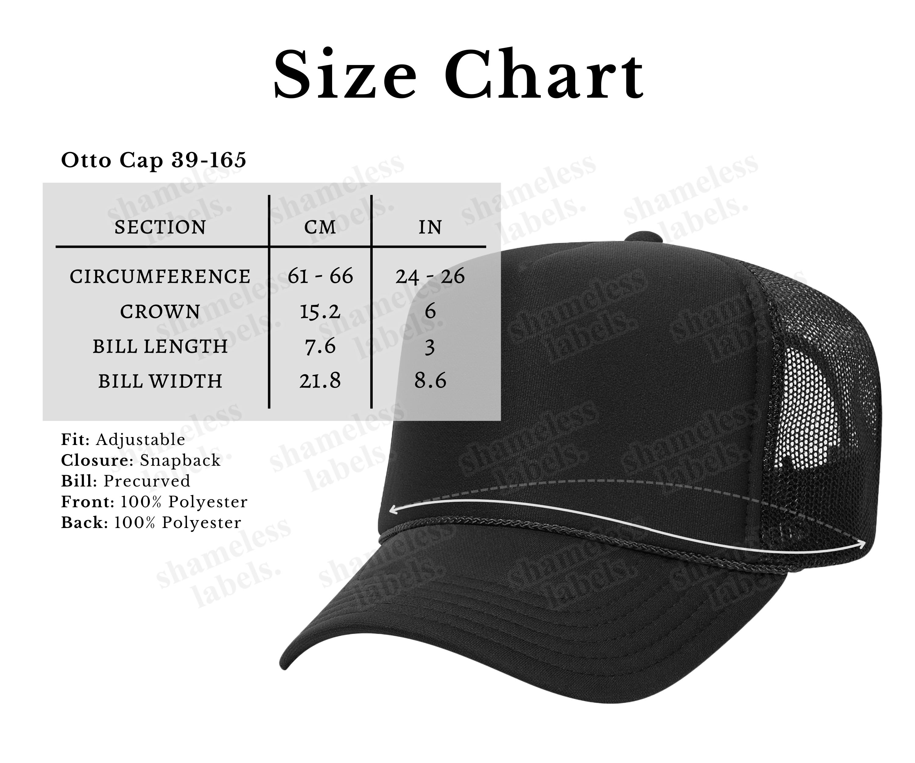 Editable Otto Cap 39-165 Color Chart & Size Chart, Hat Canva Template ...