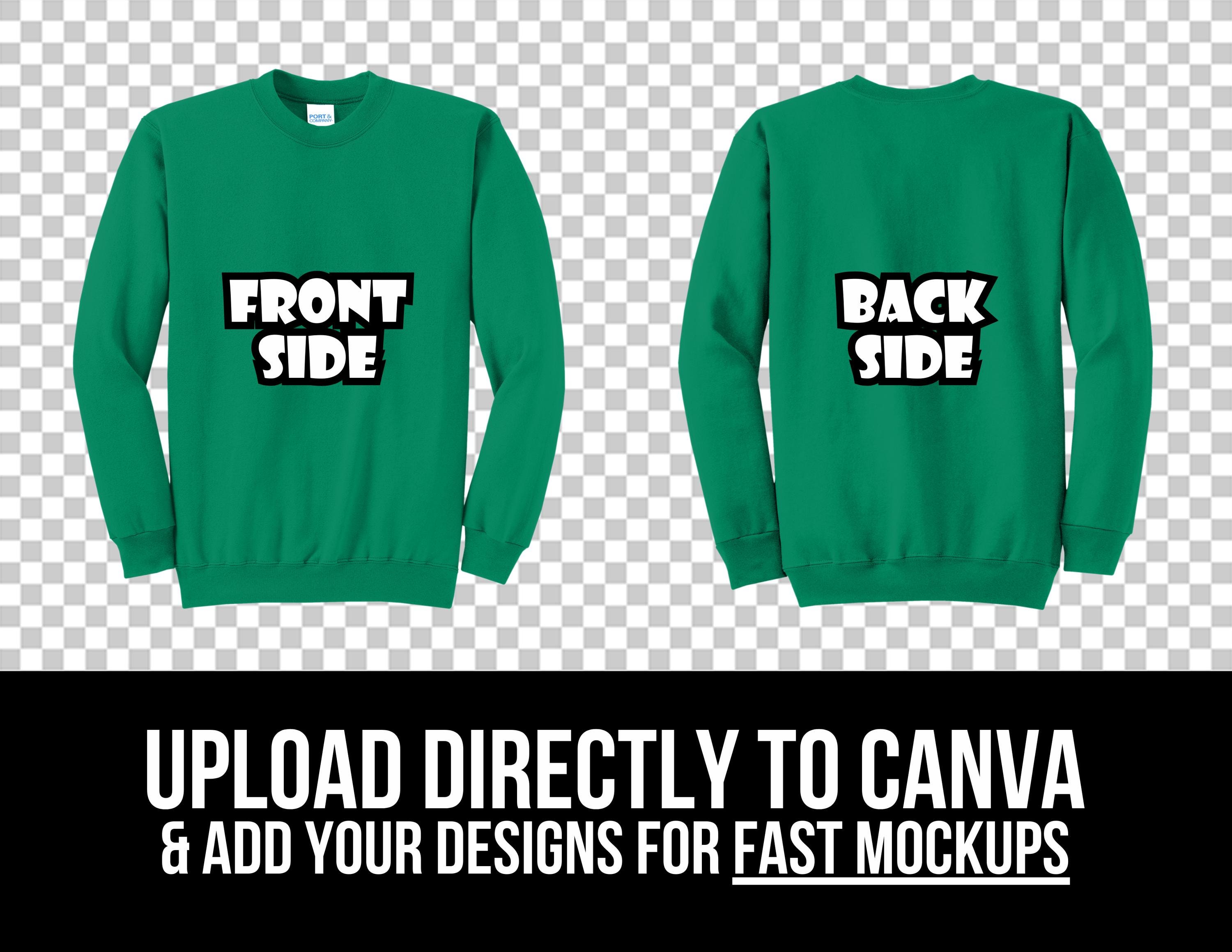 Port & Co PC78 Front and Back Mockup Bundle, Crewneck Sweatshirt Mockup ...